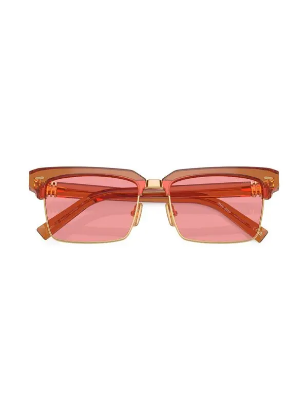 Miu Miu Logo-lettering Square-frame Sunglasses - Brown