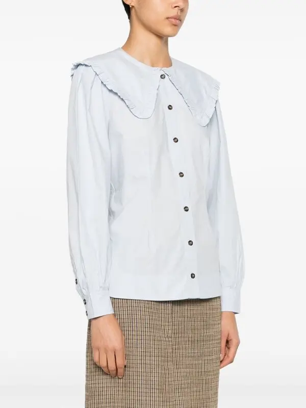 GANNI Puritan-collar Cotton Shirt - Blue