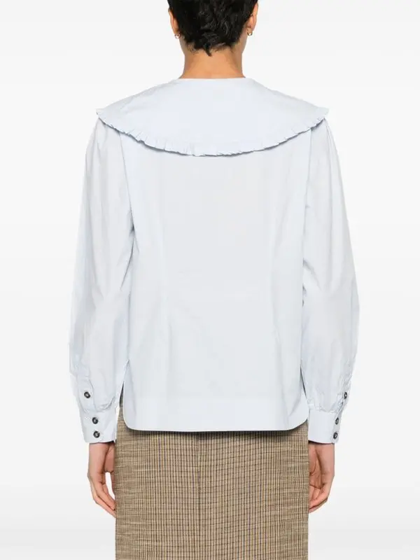 GANNI Puritan-collar Cotton Shirt - Blue