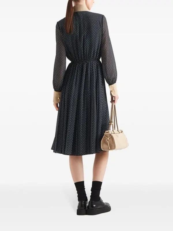 Prada Polka-dot Georgette Midi Dress