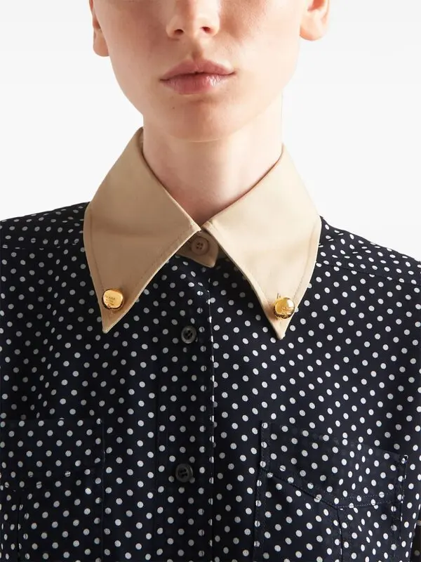 Prada Polka-dot Georgette Midi Dress