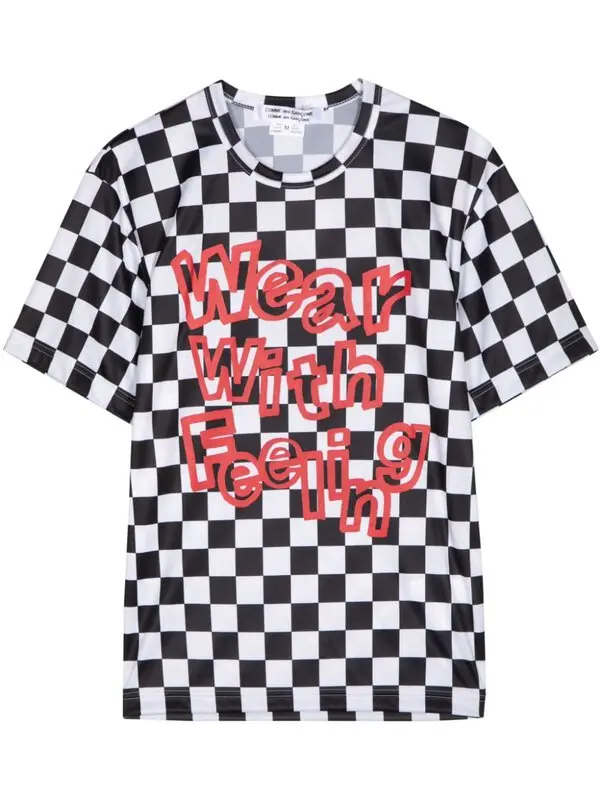 Comme Des Garçons Slogan-print Checkerboard T-shirt