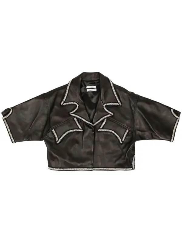 Rhude Lace-trim Leather Cropped Shirt