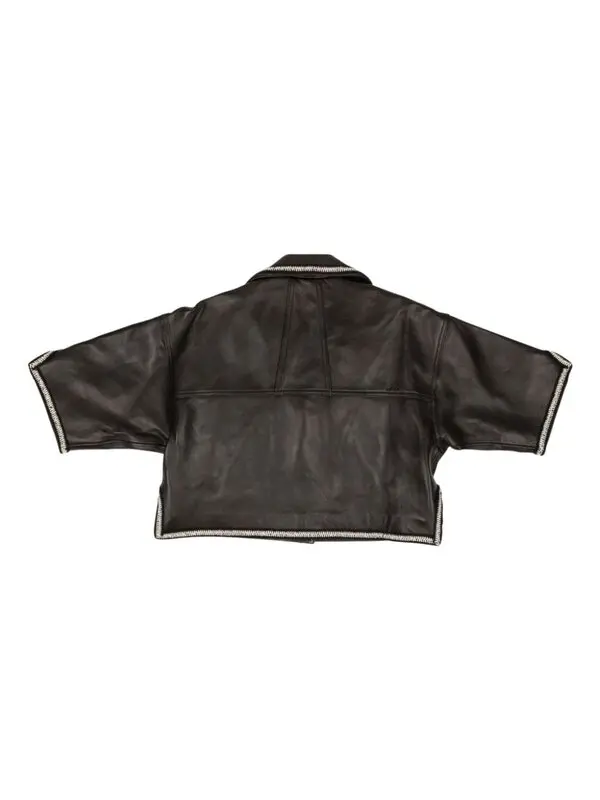 Rhude Lace-trim Leather Cropped Shirt