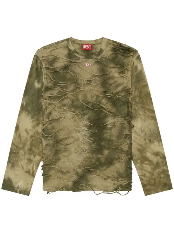 DIESEL® T-cranet-ls Textured Tie-dye T-shirt - Green