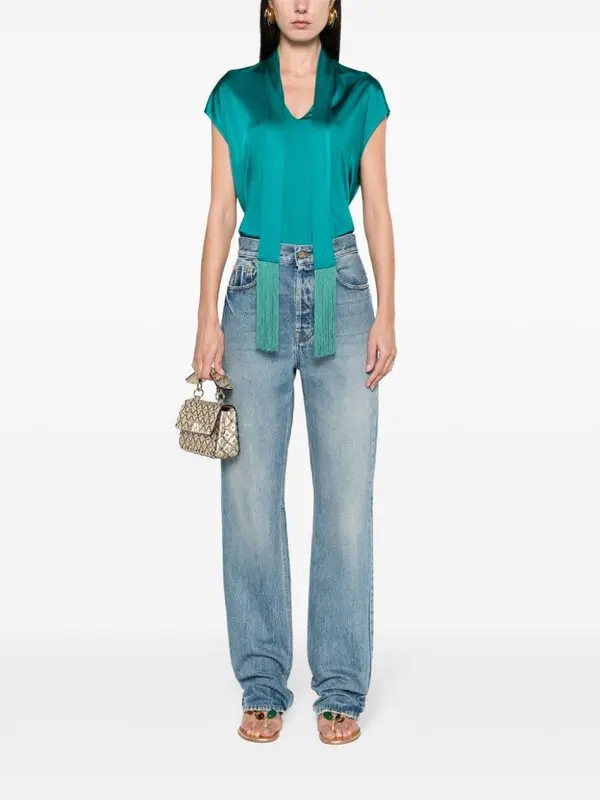 Roberto Cavalli Scarf-detail V-neck Blouse