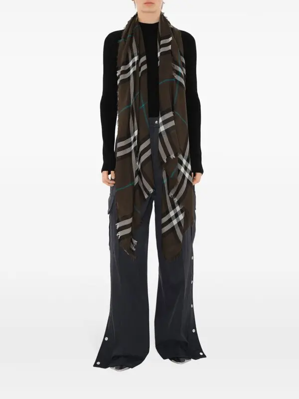 Burberry Check Wool Scarf - Brown