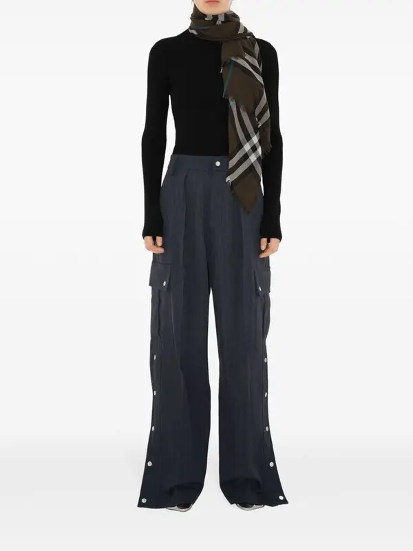 Burberry Check Wool Scarf - Brown