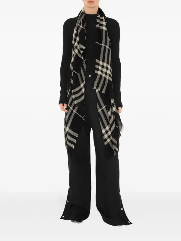Burberry Check Wool Scarf - Black