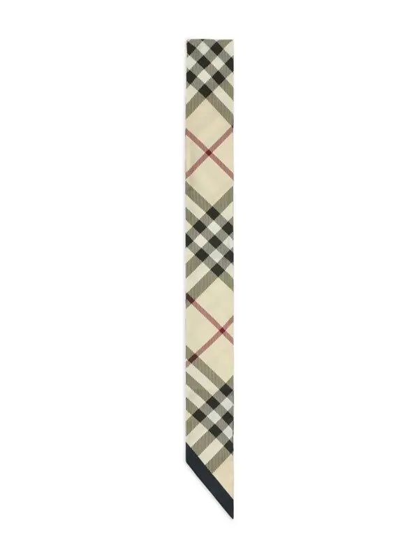 Burberry Skinny Check Silk Scarf - Neutrals