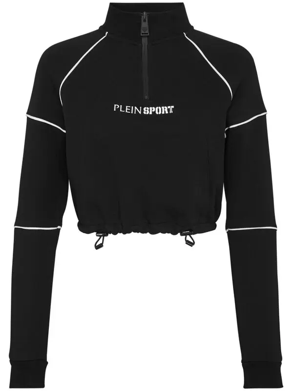 PLEIN SPORT Logo-print Cropped Sweatshirt - Black