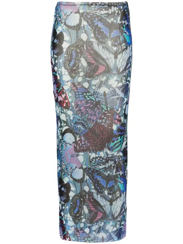 JEAN PAUL GAULTIER Butterfly Pencil Skirt - Blue