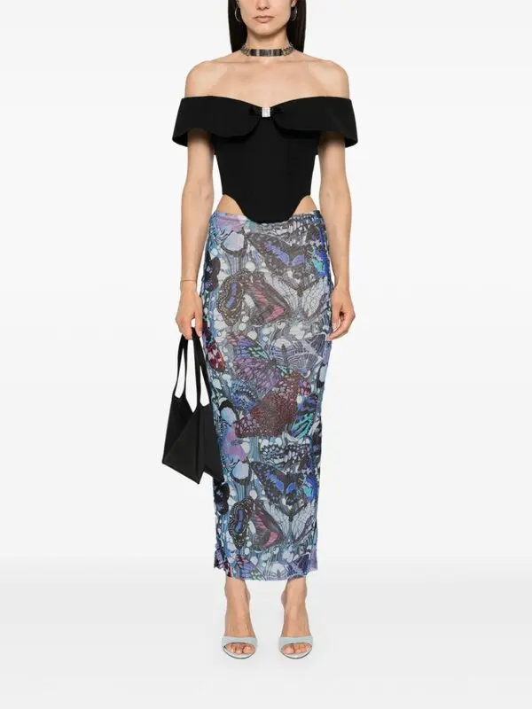 JEAN PAUL GAULTIER Butterfly Pencil Skirt - Blue
