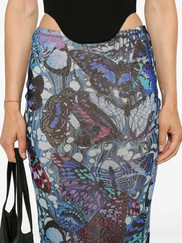 JEAN PAUL GAULTIER Butterfly Pencil Skirt - Blue