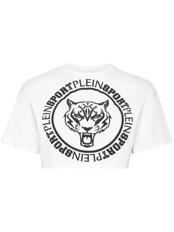 PLEIN SPORT Logo-print Cropped T-shirt - White