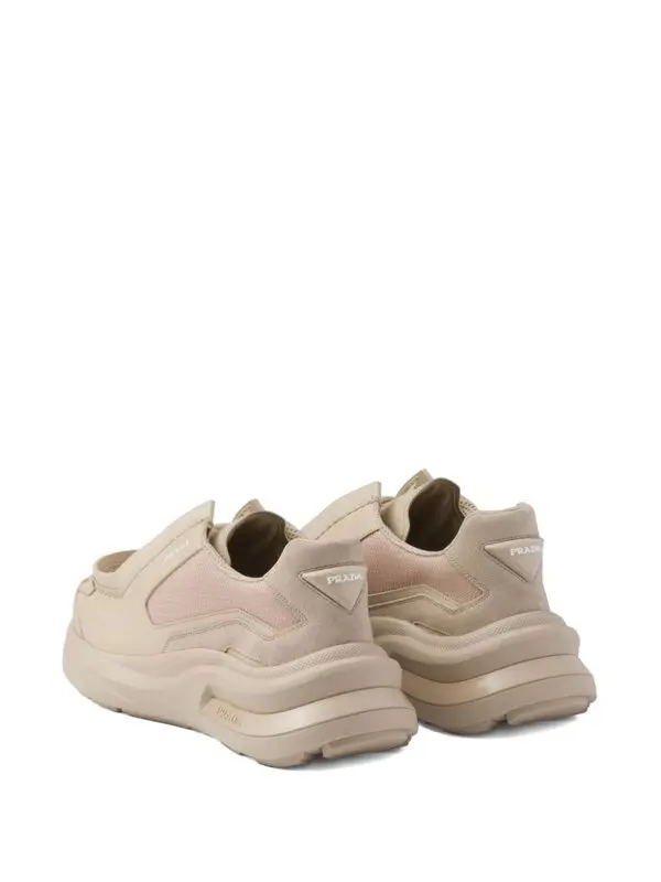 Prada Systeme Leather Sneakers - Neutrals