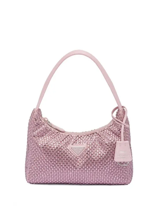 Prada Re-edition Crystal-embellished Mini Bag - Pink