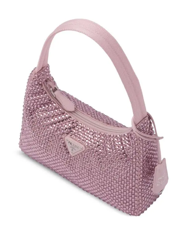 Prada Re-edition Crystal-embellished Mini Bag - Pink