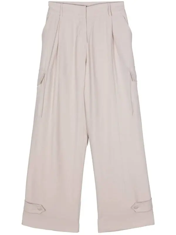 BLANCA VITA Wide-leg Cargo Trousers - Neutrals