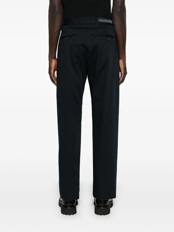 Alexander McQueen Gabardine Straight-leg Trousers - Blue