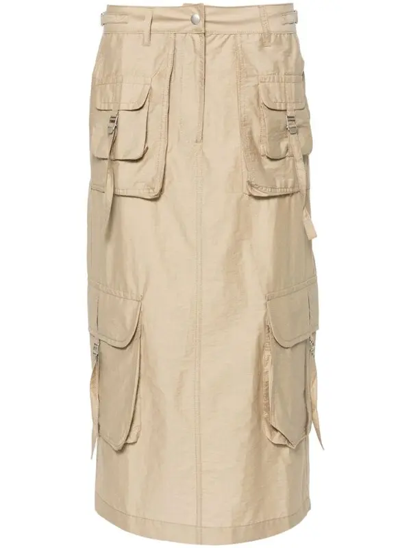 Acne Studios Embroidered Logo Crinkled Cargo Skirt - Neutrals
