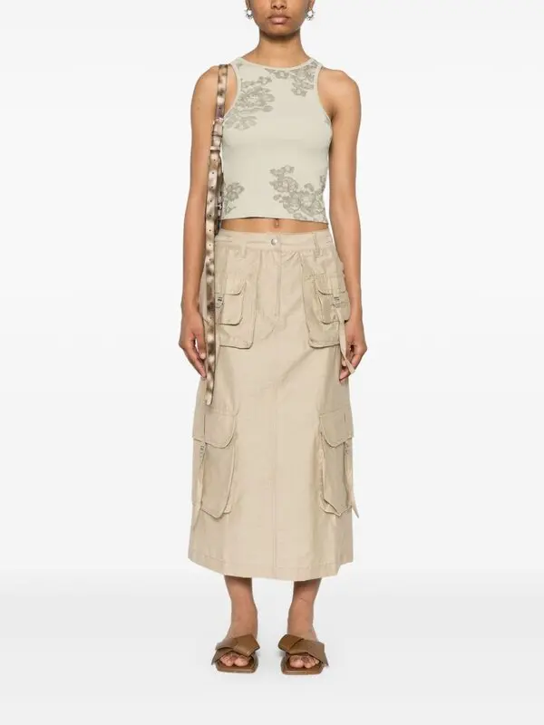 Acne Studios Embroidered Logo Crinkled Cargo Skirt - Neutrals