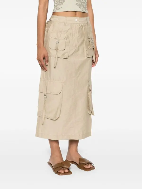 Acne Studios Embroidered Logo Crinkled Cargo Skirt - Neutrals
