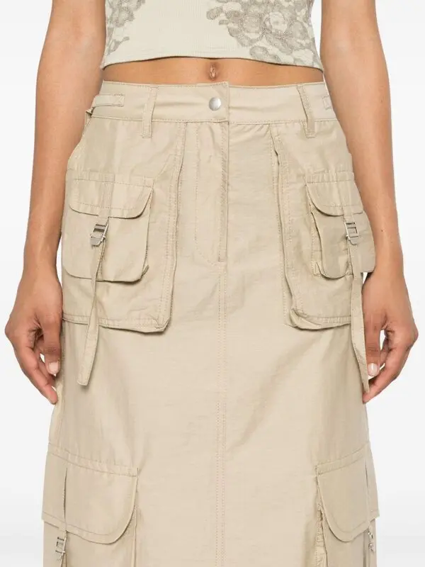 Acne Studios Embroidered Logo Crinkled Cargo Skirt - Neutrals
