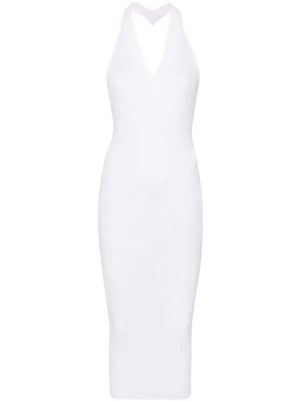 Balmain V-neck Halterneck Midi Dress