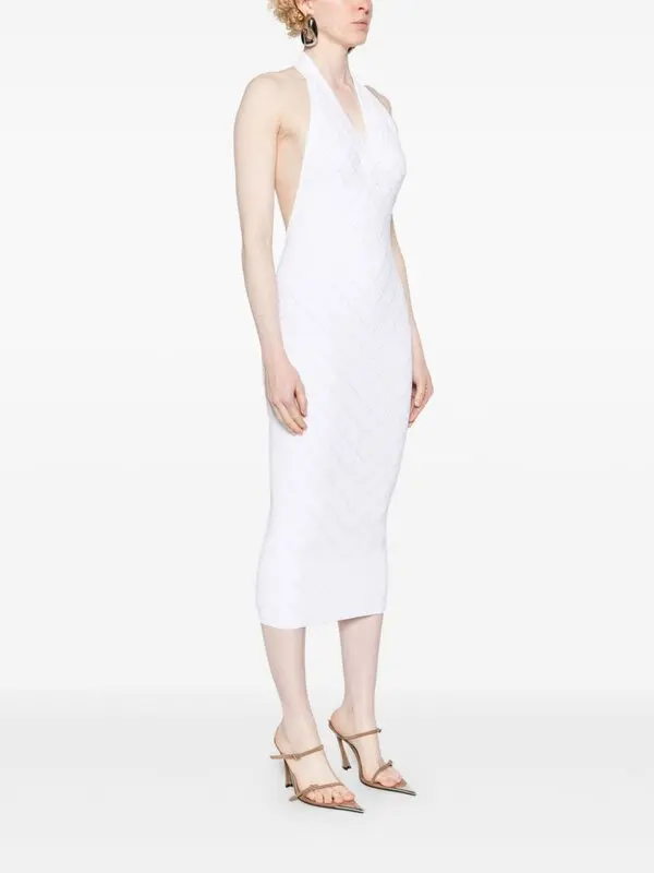 Balmain V-neck Halterneck Midi Dress