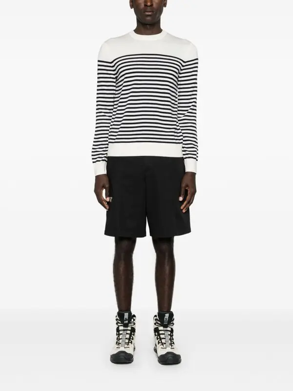 Theory Striped Wool-blend Jumper - White
