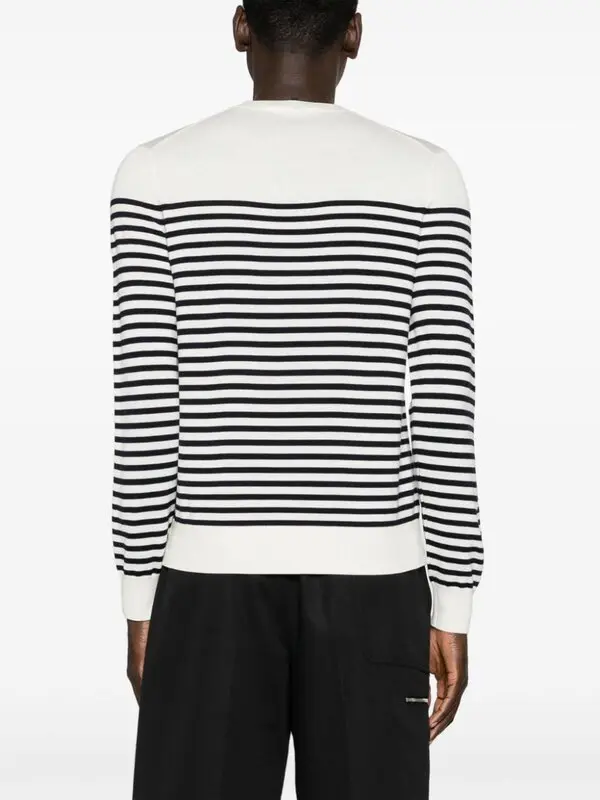 Theory Striped Wool-blend Jumper - White