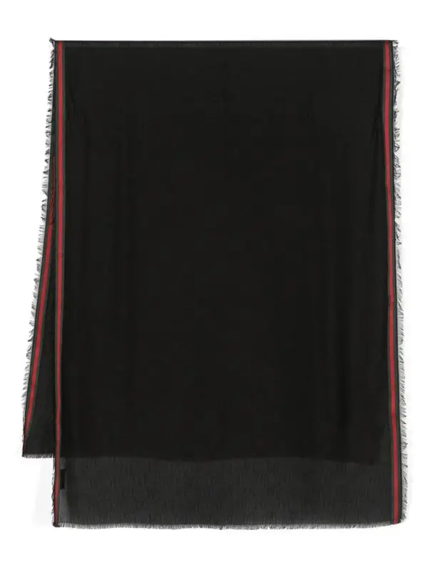 Gucci Web-stripe Frayed Scarf