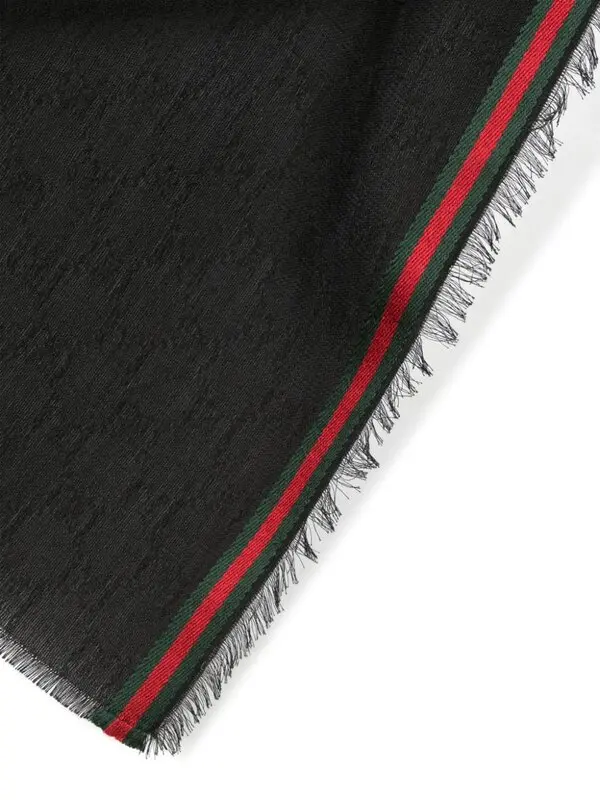 Gucci Web-stripe Frayed Scarf