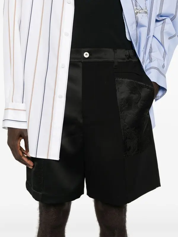 FENG CHEN WANG Dragon-jacquard Patchwork Shorts