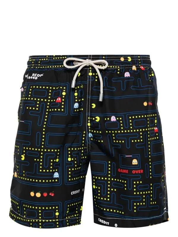 MC2 SAINT BARTH Lightning Printed Swim Shorts - Black