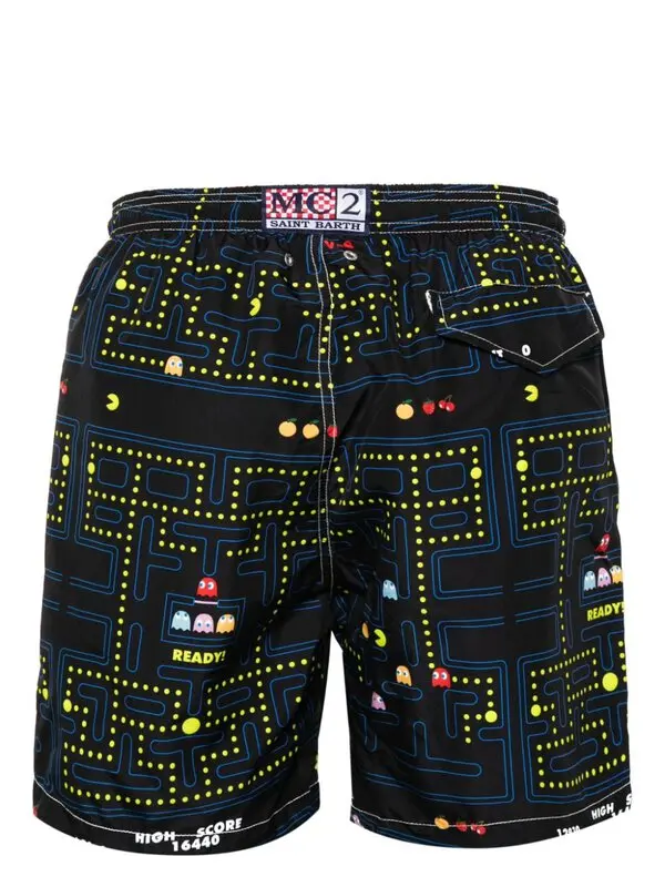 MC2 SAINT BARTH Lightning Printed Swim Shorts - Black