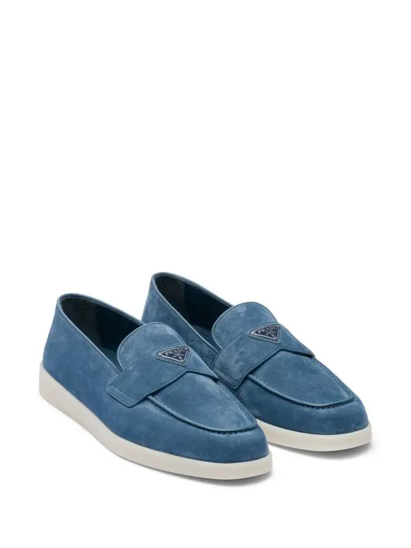 Prada Logo-plaque Suede Loafers