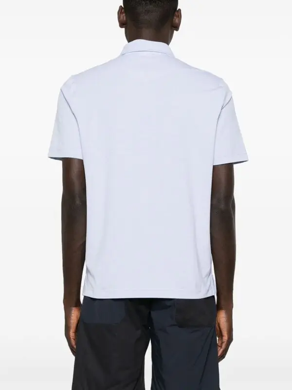 Fedeli Zero Striped Jersey Polo Shirt - Blue