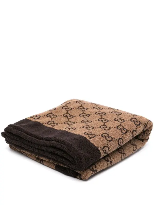 Gucci Gg Supreme Cotton Beach Towel - Brown