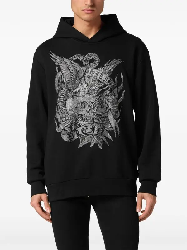 Philipp Plein Crystal-embellished Hoodie - Black