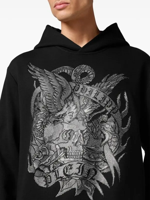 Philipp Plein Crystal-embellished Hoodie - Black