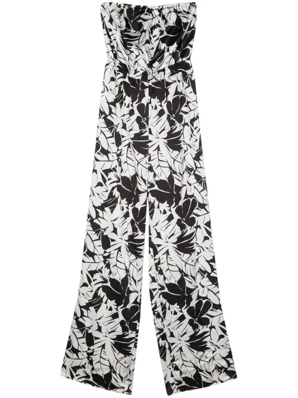 Michael Kors Palm Tree-print Jumpsuit - Black