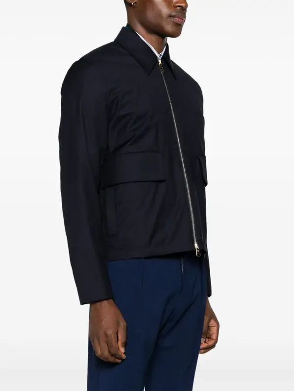 Paul Smith Zipped Wool Shirt Jacket - Blue