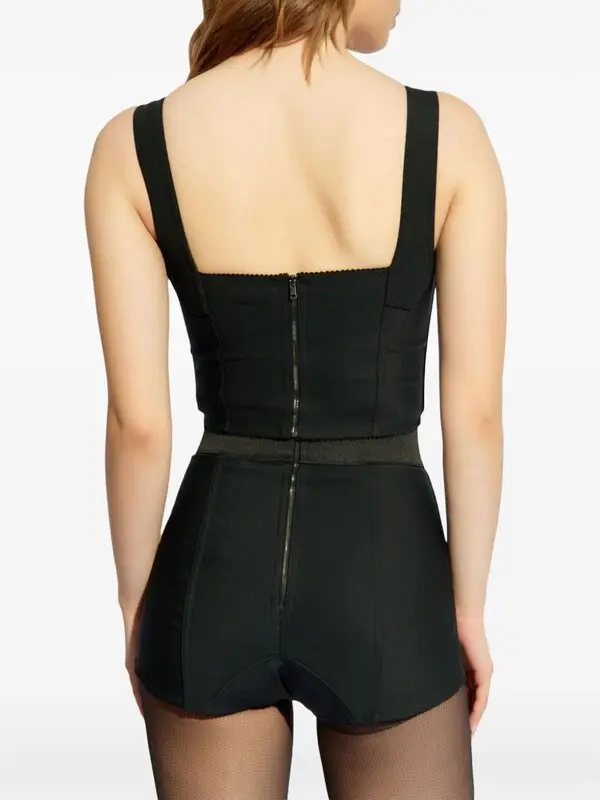 Dolce & Gabbana Jacquard And Lace Corset Bustier Top - Black