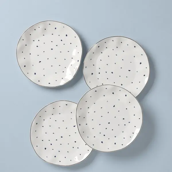 LENOX Blue Bay 4-piece Dinner Plate Set - Dots