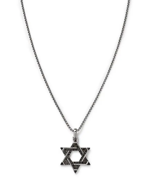 Bloomingdale'S Black Diamond Star Of David Pendant Necklace - Black/silver