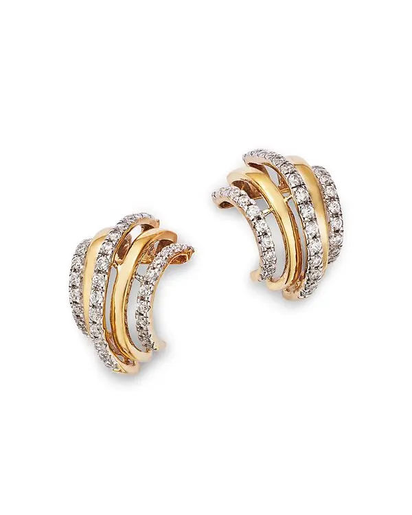 Bloomingdale'S Diamond Multi Row Hoop Earrings - Gold