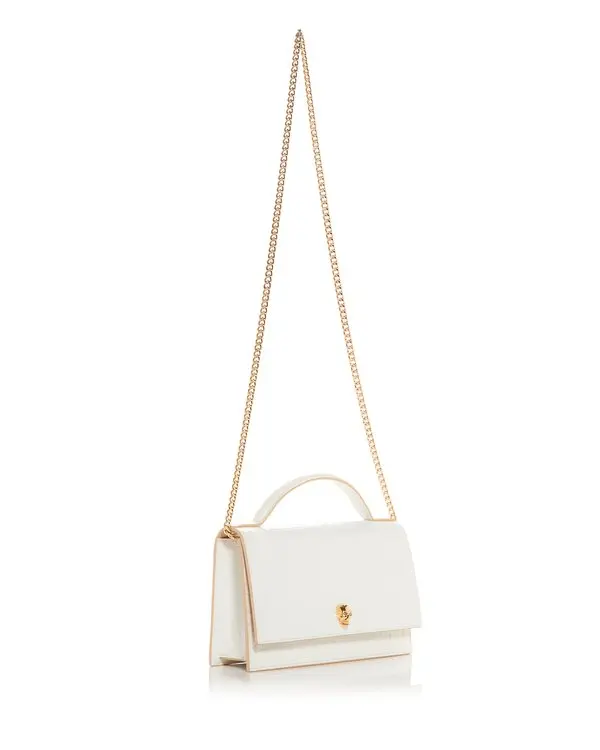 Alexander McQueen Skull Croc Embossed Leather Shoulder Bag - Ivory