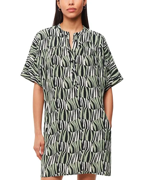 Whistles Checkerboard Tiger Print Dress - Green/multi